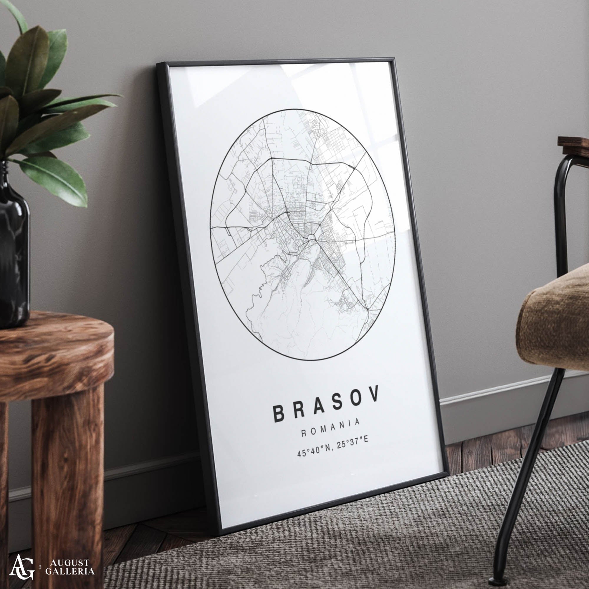 Brasov Minimalist Map – August Galleria